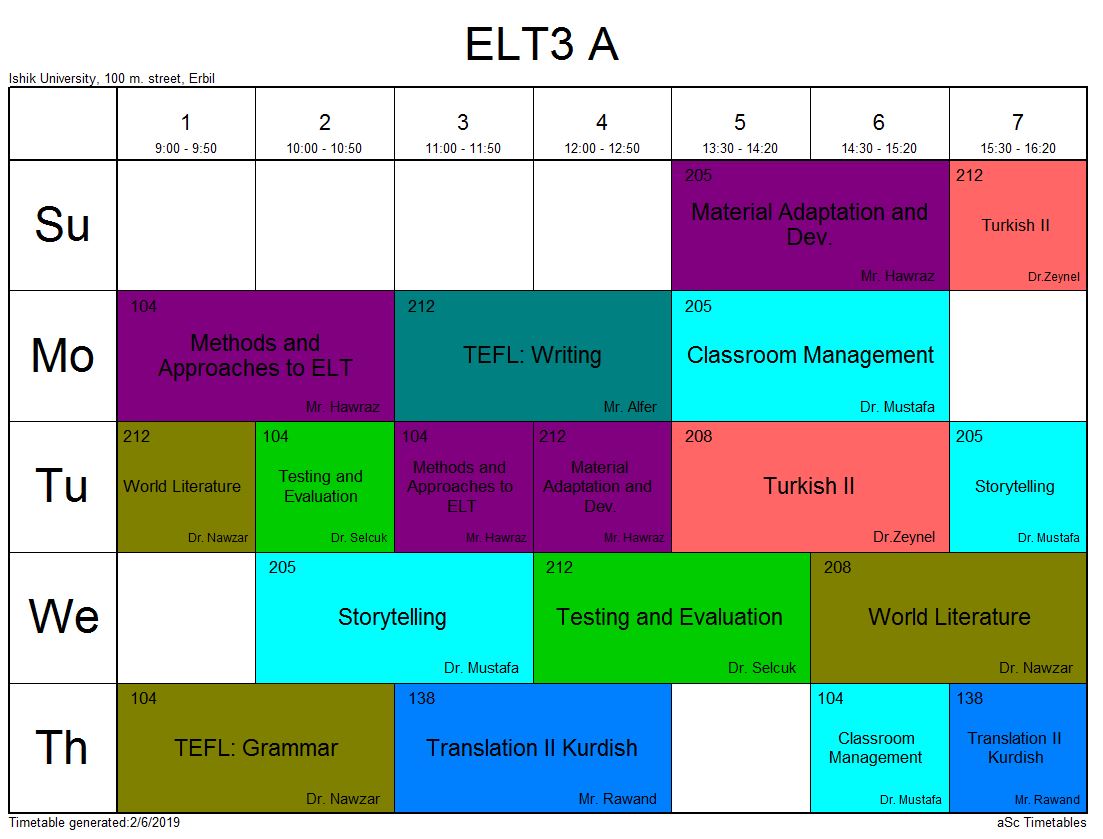 ELT Updated Schedule | ELT Department TIU