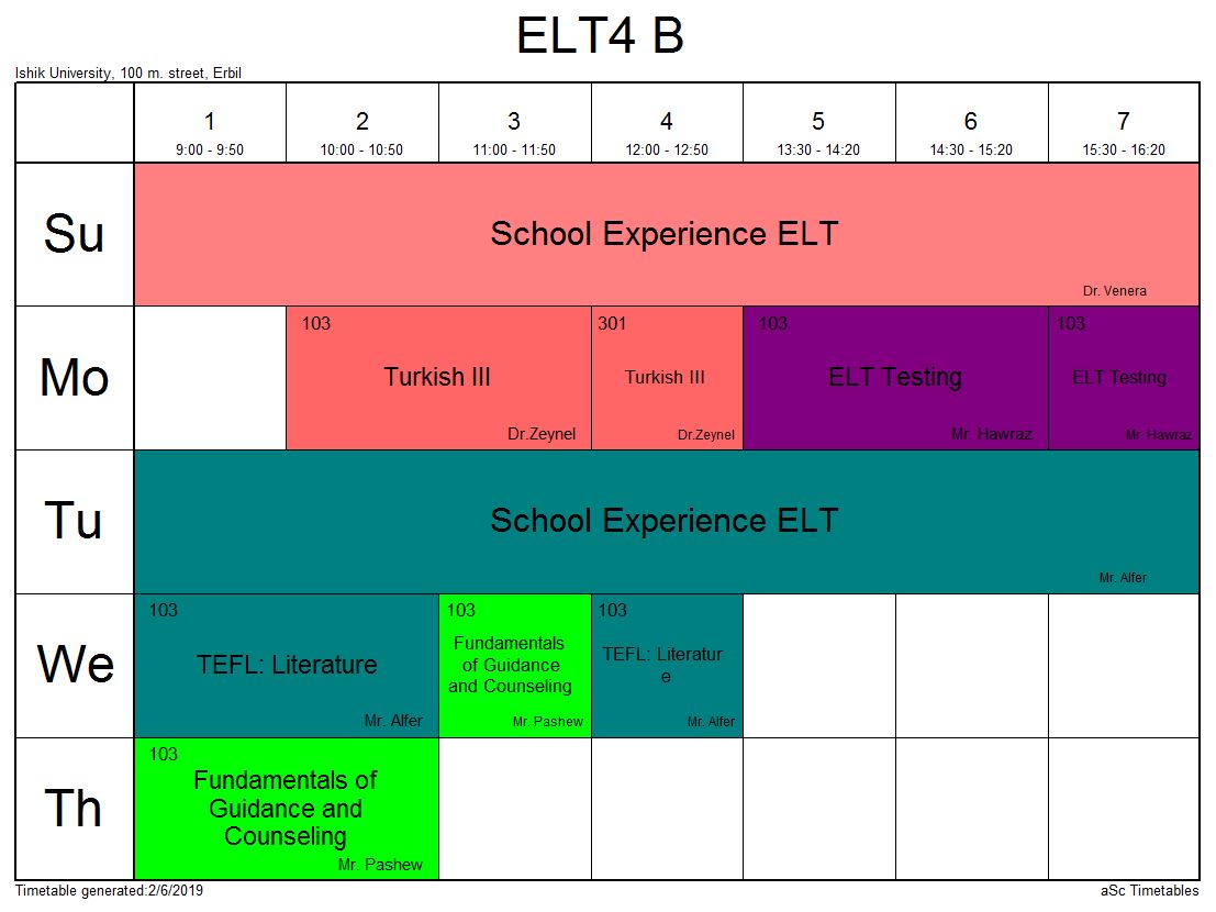 ELT Updated Schedule | ELT Department TIU