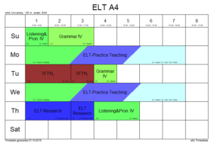 ELT Class Schedules - ELT Department TIU Tishk International university