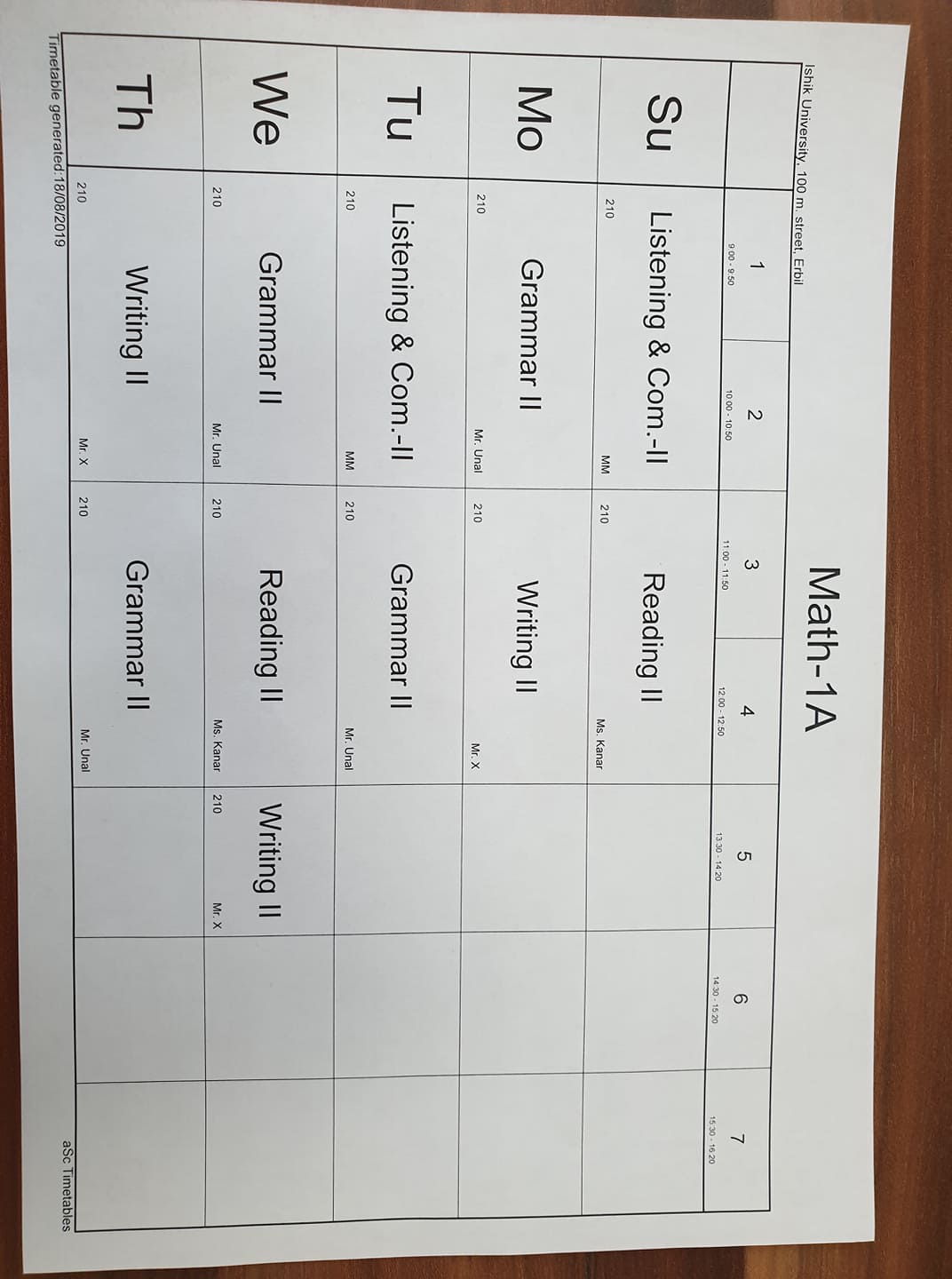 Summer School Schedule for First Grade Students - Mathematics Education ...