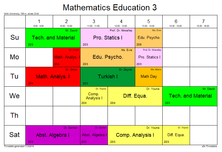 Last Version of Mathematics Timetable – Mathematics Education ...